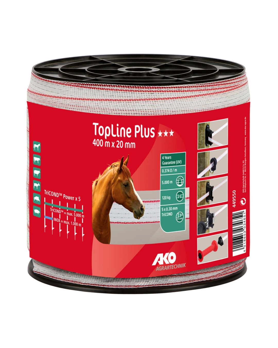 AKO Weidezaun | Weidezaunband TopLine Plus | 400 m | Standard